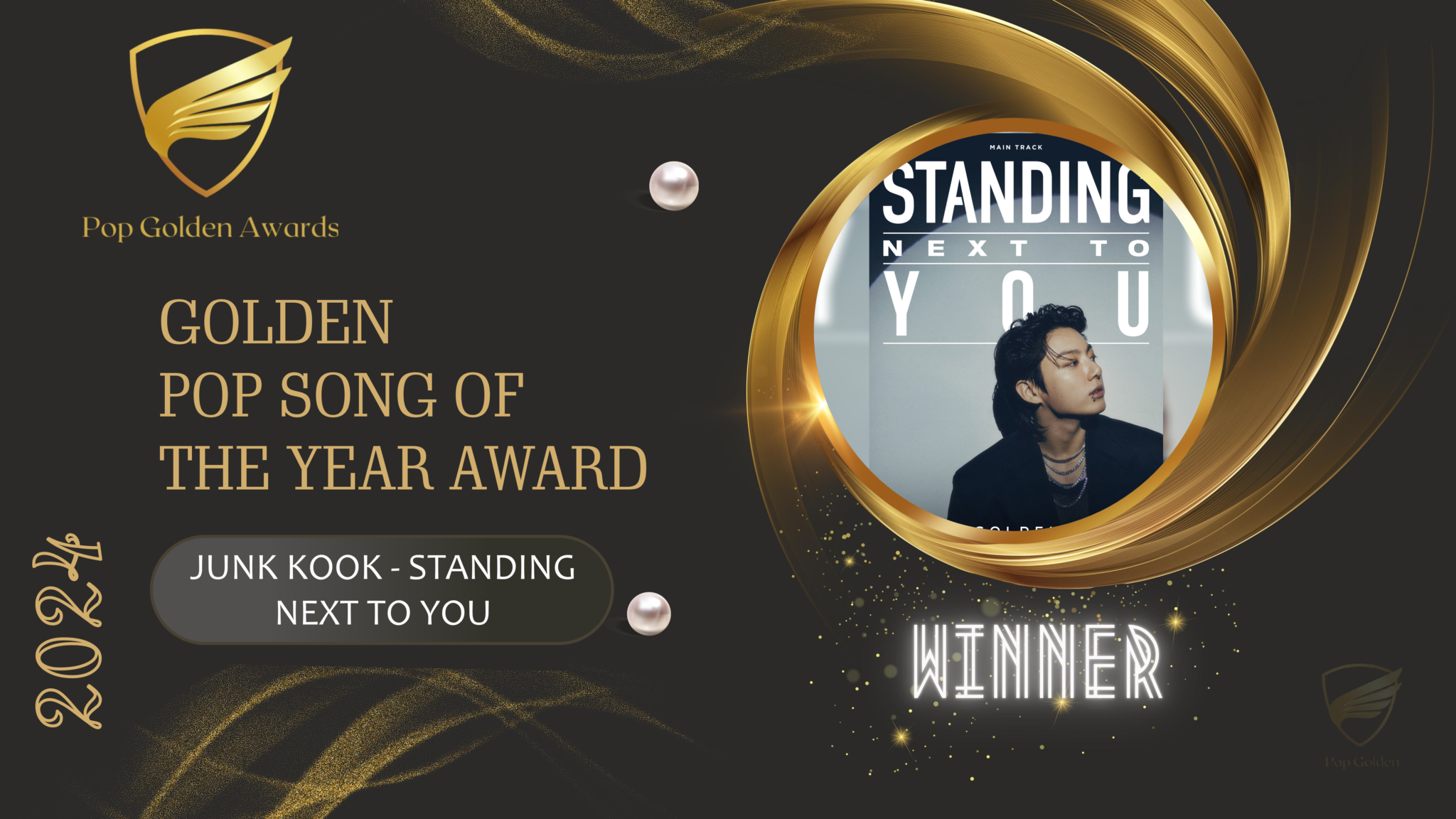 Golden POP SONG OF THE YEAR Award (2024) Winner: Jung Kook – (Standing Next to You) – POP GOLDEN ...